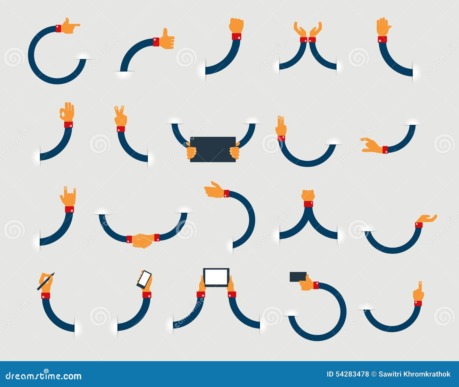 Vector set of flat hand stock vector. Illustration of drawing - 54283478