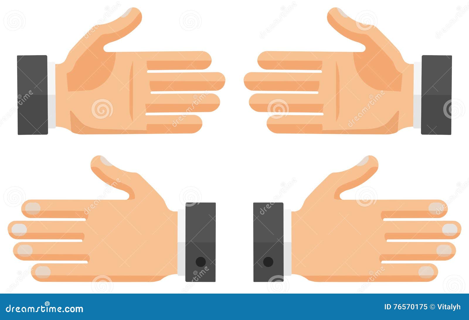 Vector Set of Flat Hands stock vector. Illustration of finger - 76570175