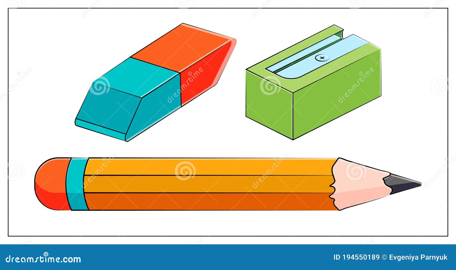 Pencil With Rubber - Drawing. Vector Illustration In Doodle Style ...