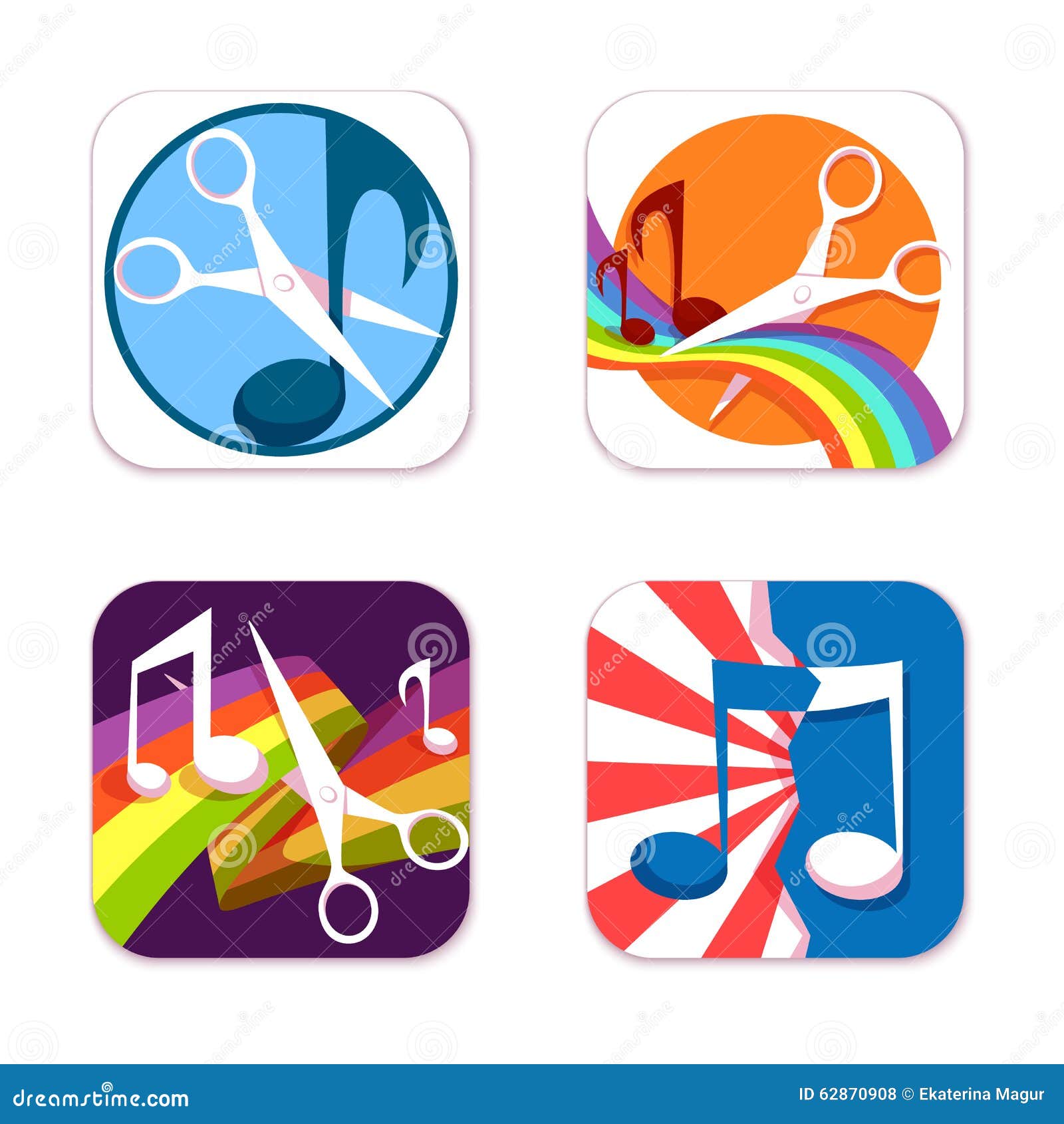 Vector Set of Flat Icons for Music Cutter Stock Vector - Illustration ...