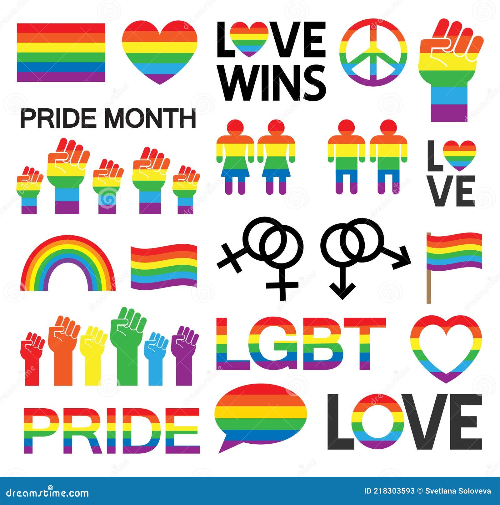 Vector Set of Flat Lgbt Pride Rainbow Elements Stock Vector ...