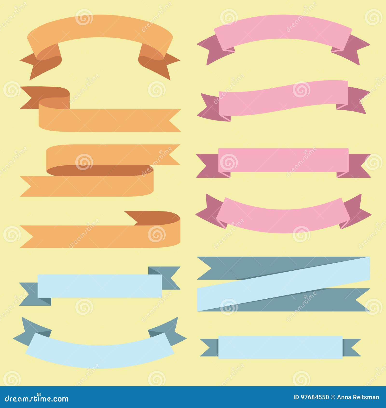 Vector set of flat ribbons stock illustration. Illustration of sale ...