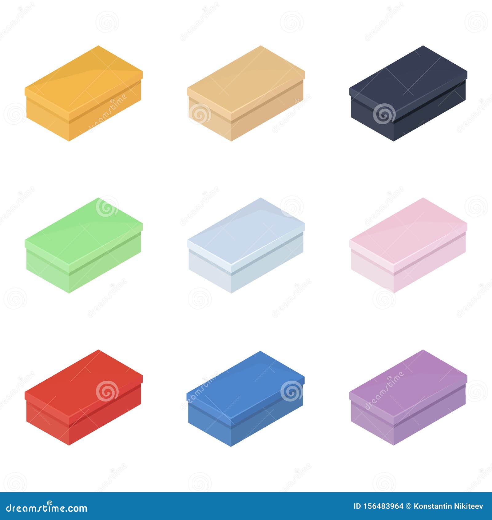 Vector Set of Flat Shoe Box Icons Stock Vector - Illustration of ...