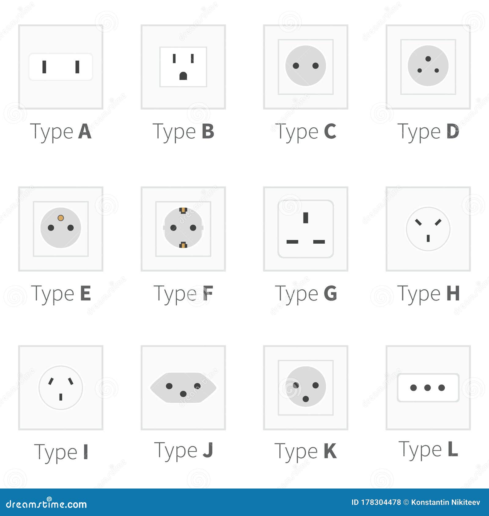 Vector Set of Flat Socket Illustrations Stock Vector - Illustration of ...