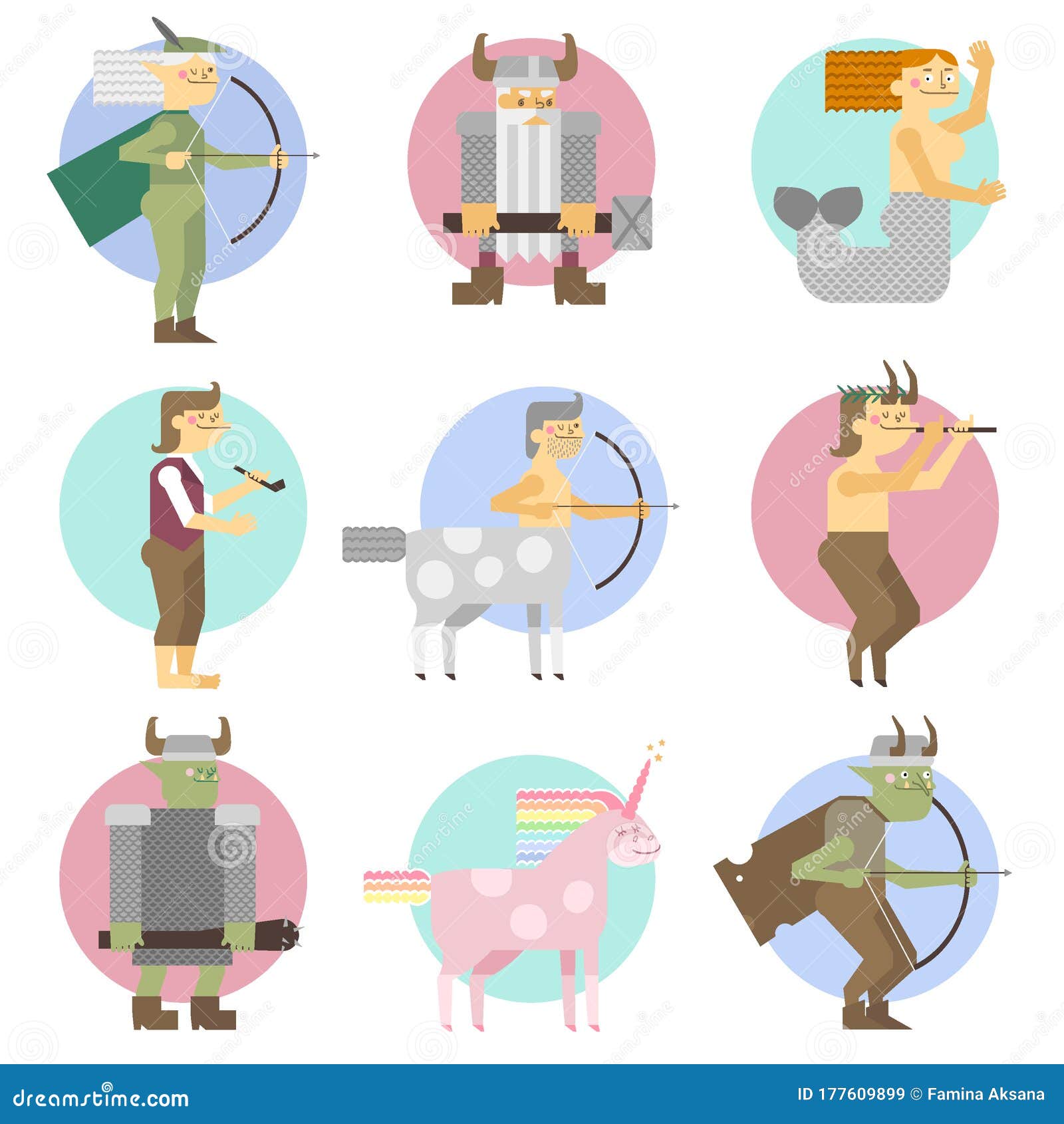 Vector. Set of Flat Style Fantasy Characters Stock Vector ...