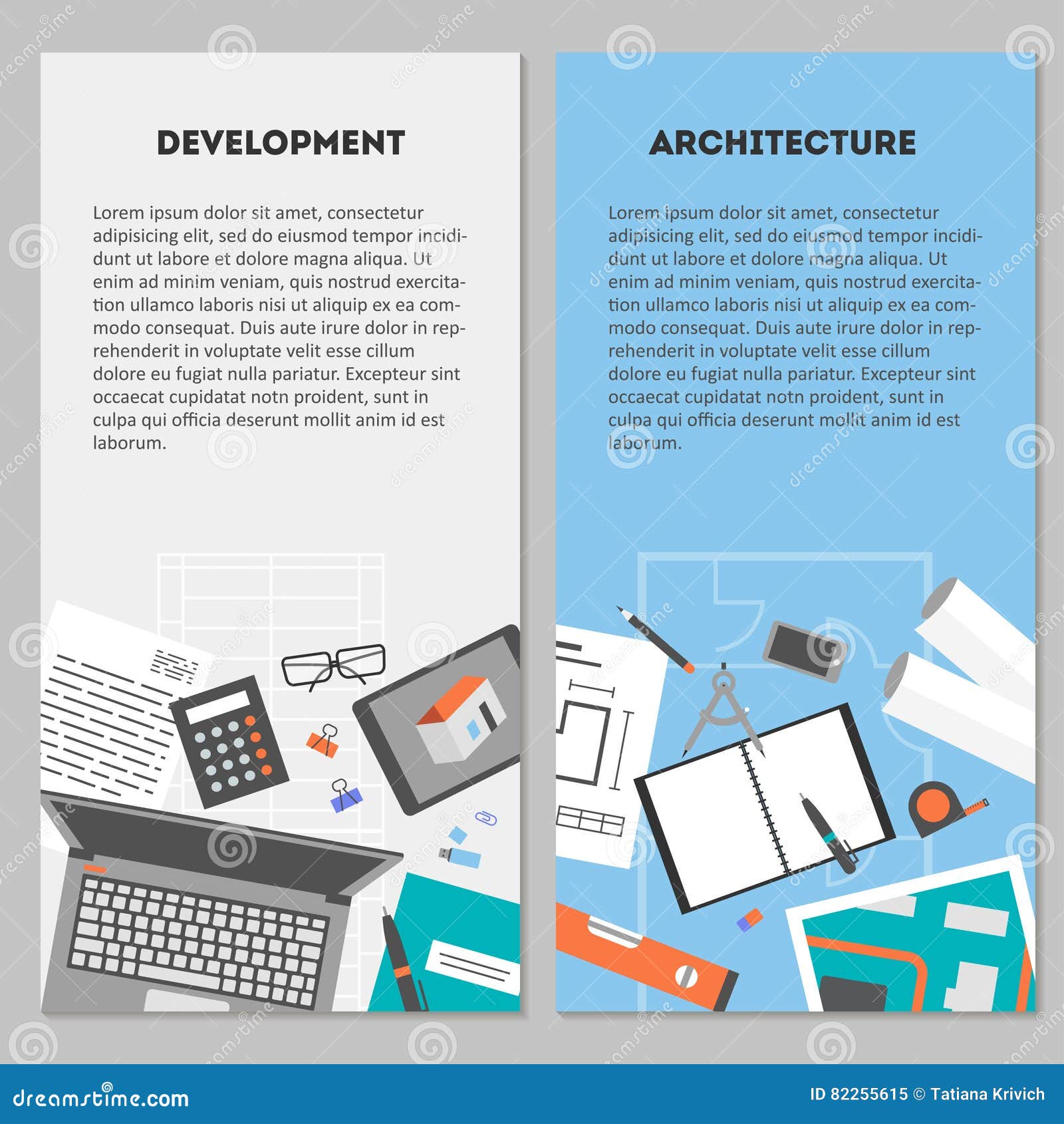 Vector Set Flat Vertical Banners Architecture and Development Stock ...