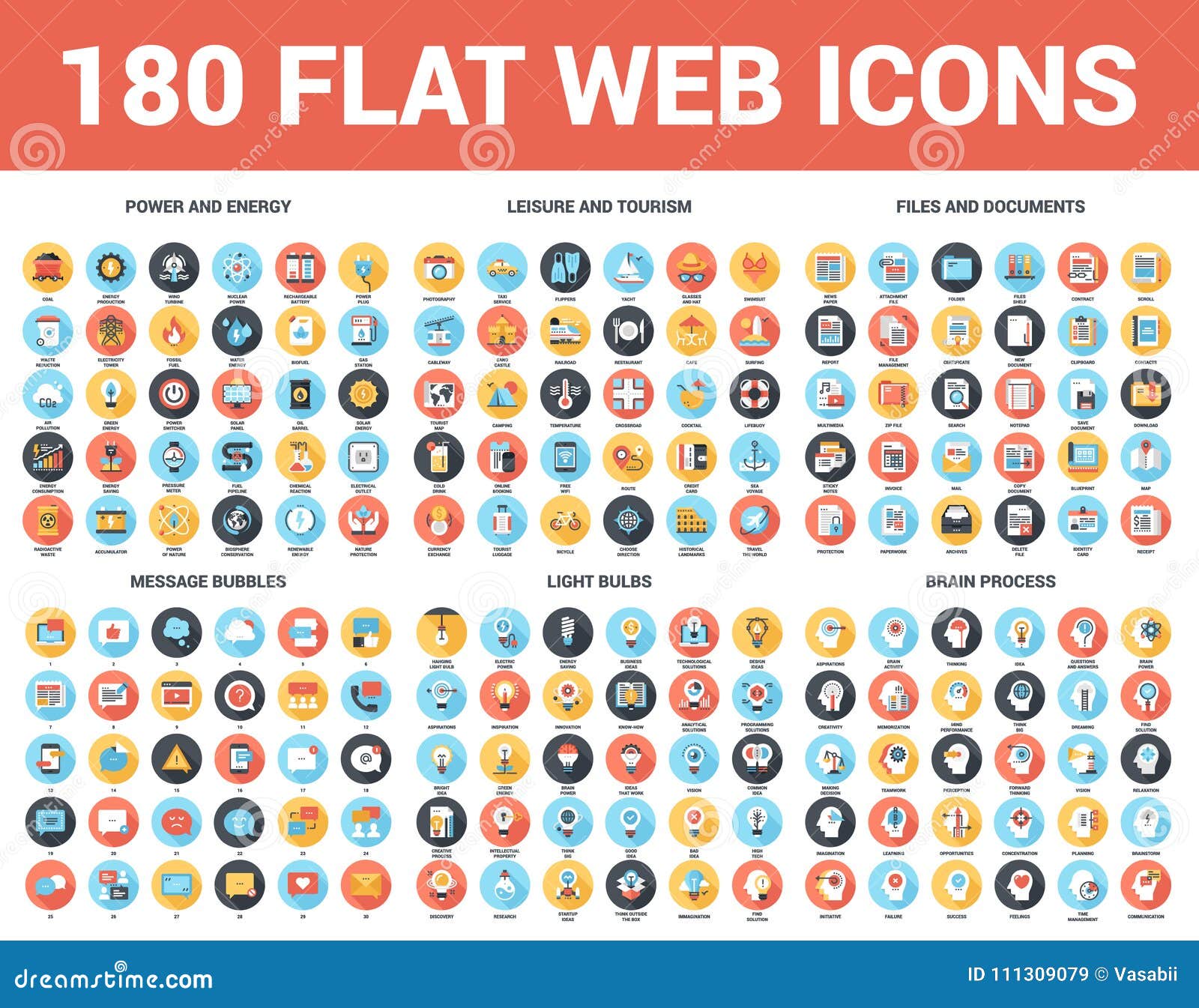 Flat Web Icons stock vector. Illustration of business - 111309079