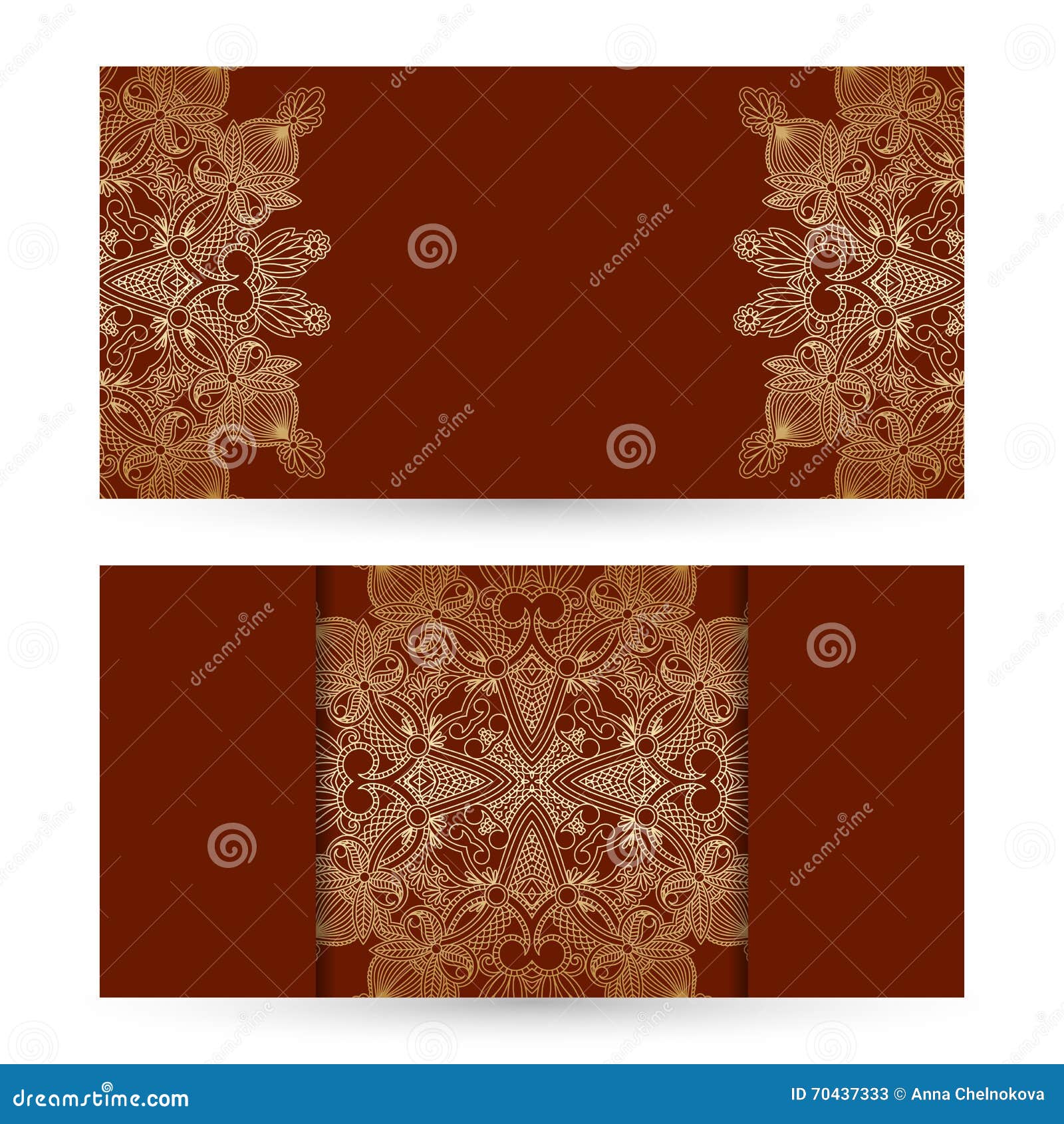 Vignette With Floral Pattern And Butterflies Vector Illustration ...