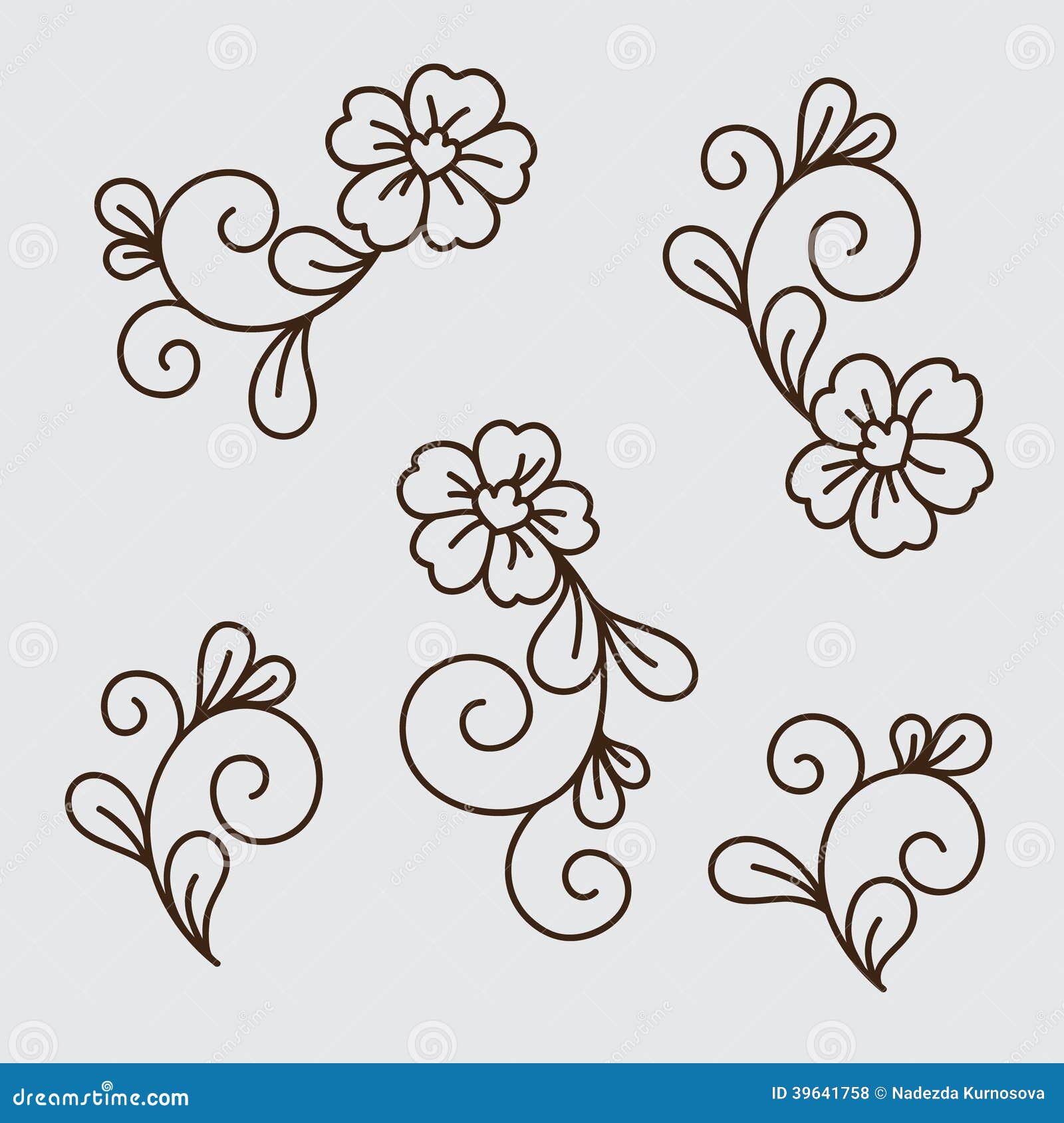 Vector Set of Flower Elements Stock Vector - Illustration of design ...