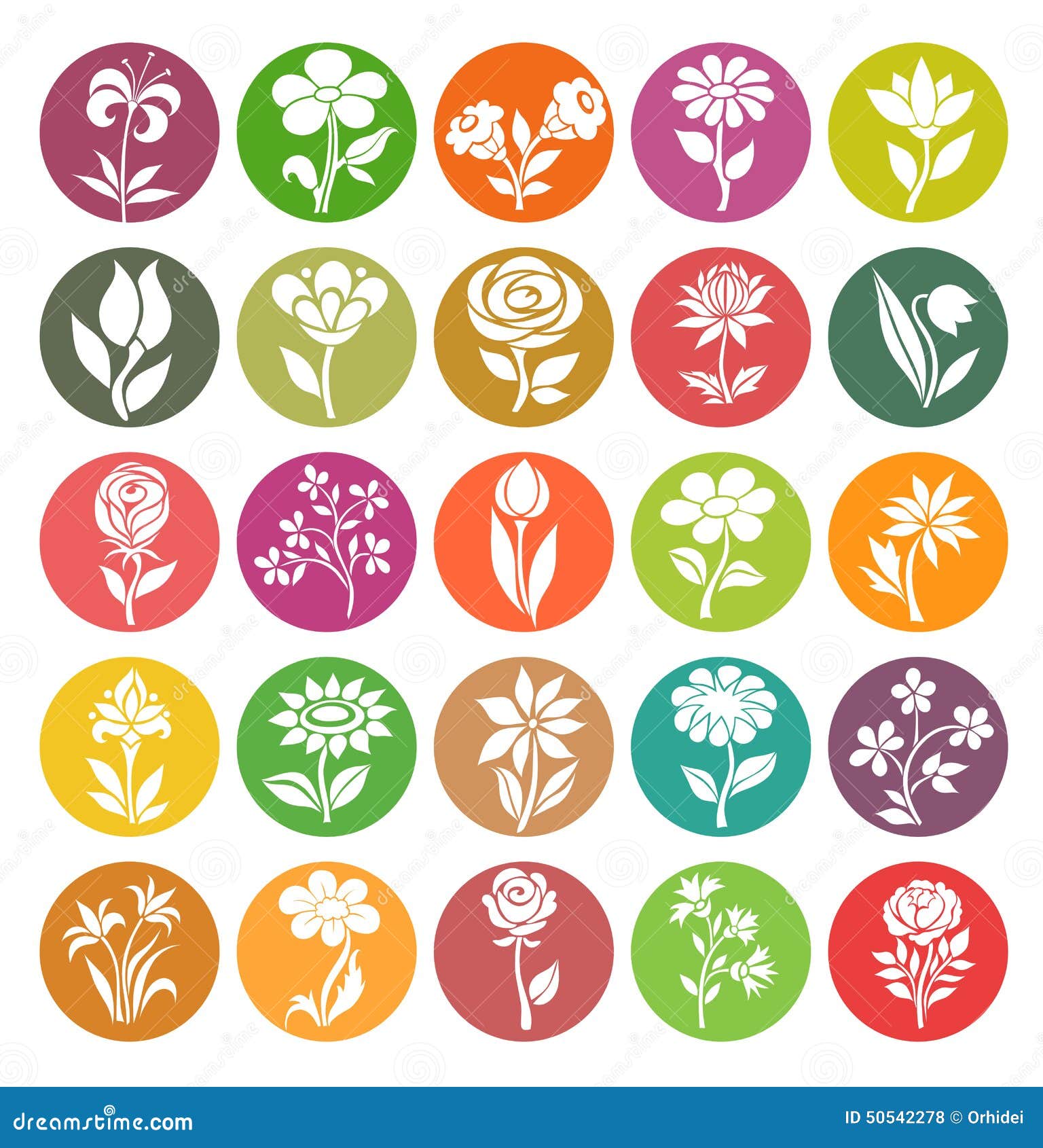 Vector set of flower icons stock vector. Illustration of collection ...