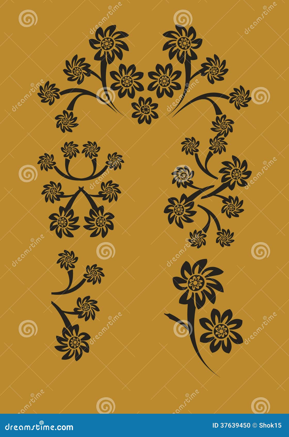 Vector Set: Flower Ornament Stock Illustration - Illustration of design ...