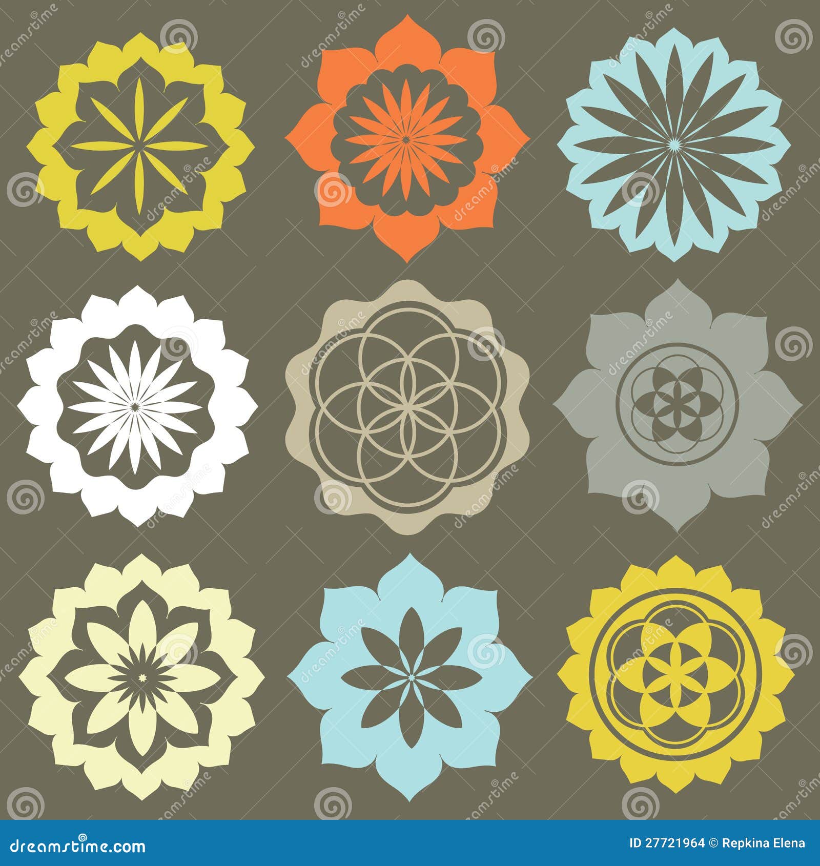Vector Set of Flower Symbols Stock Vector - Illustration of medicine ...