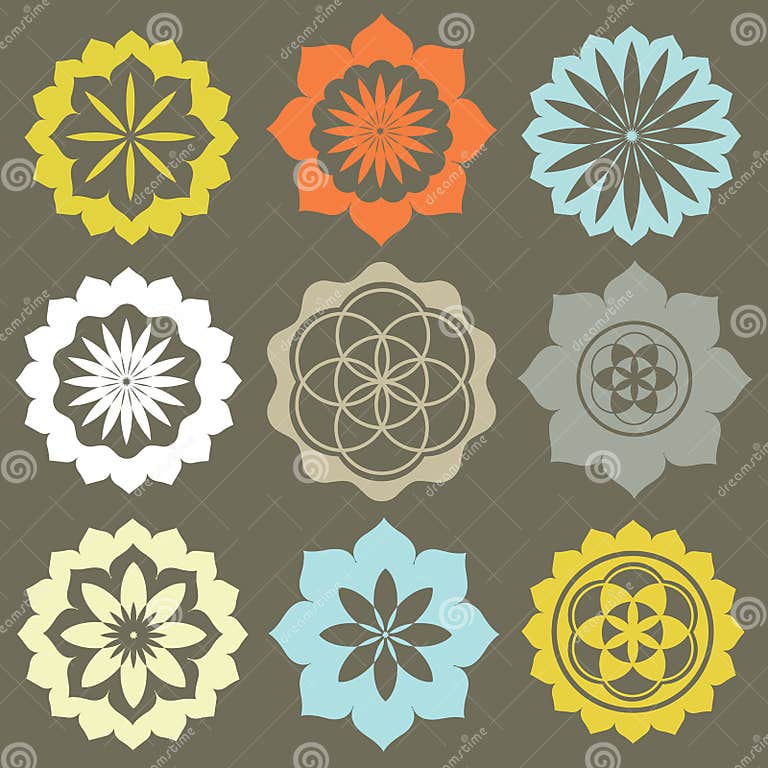 Vector Set of Flower Symbols Stock Vector - Illustration of medicine ...