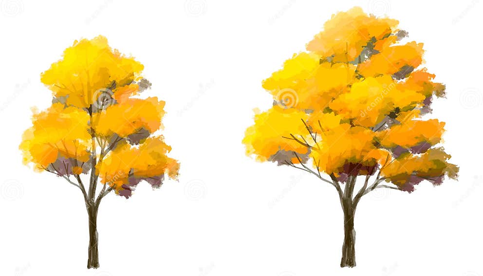 Vector Set of Flower Tree Side View Isolated on White Background for ...