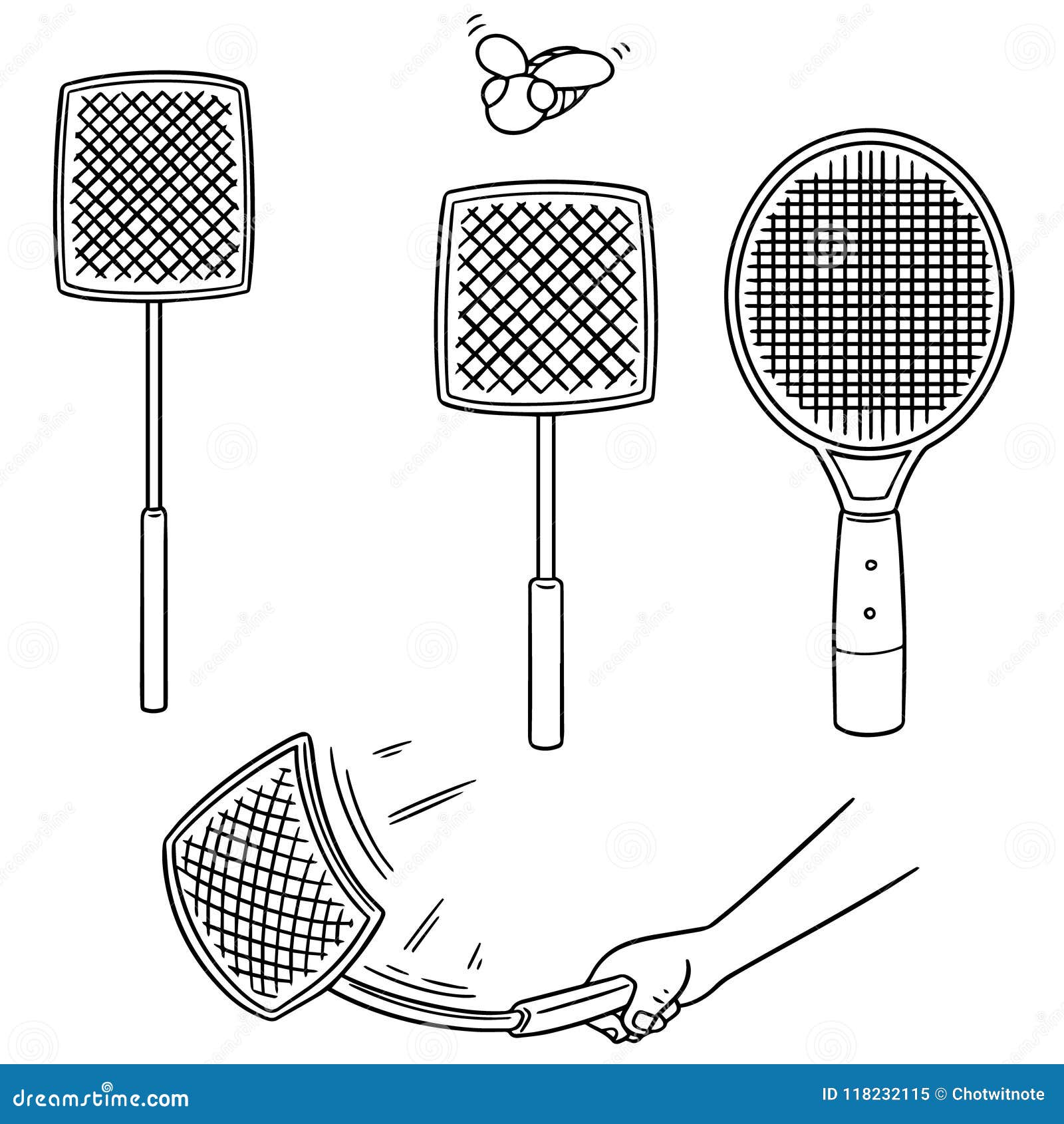 Vector set of flyswatter stock vector. Illustration of person - 118232115
