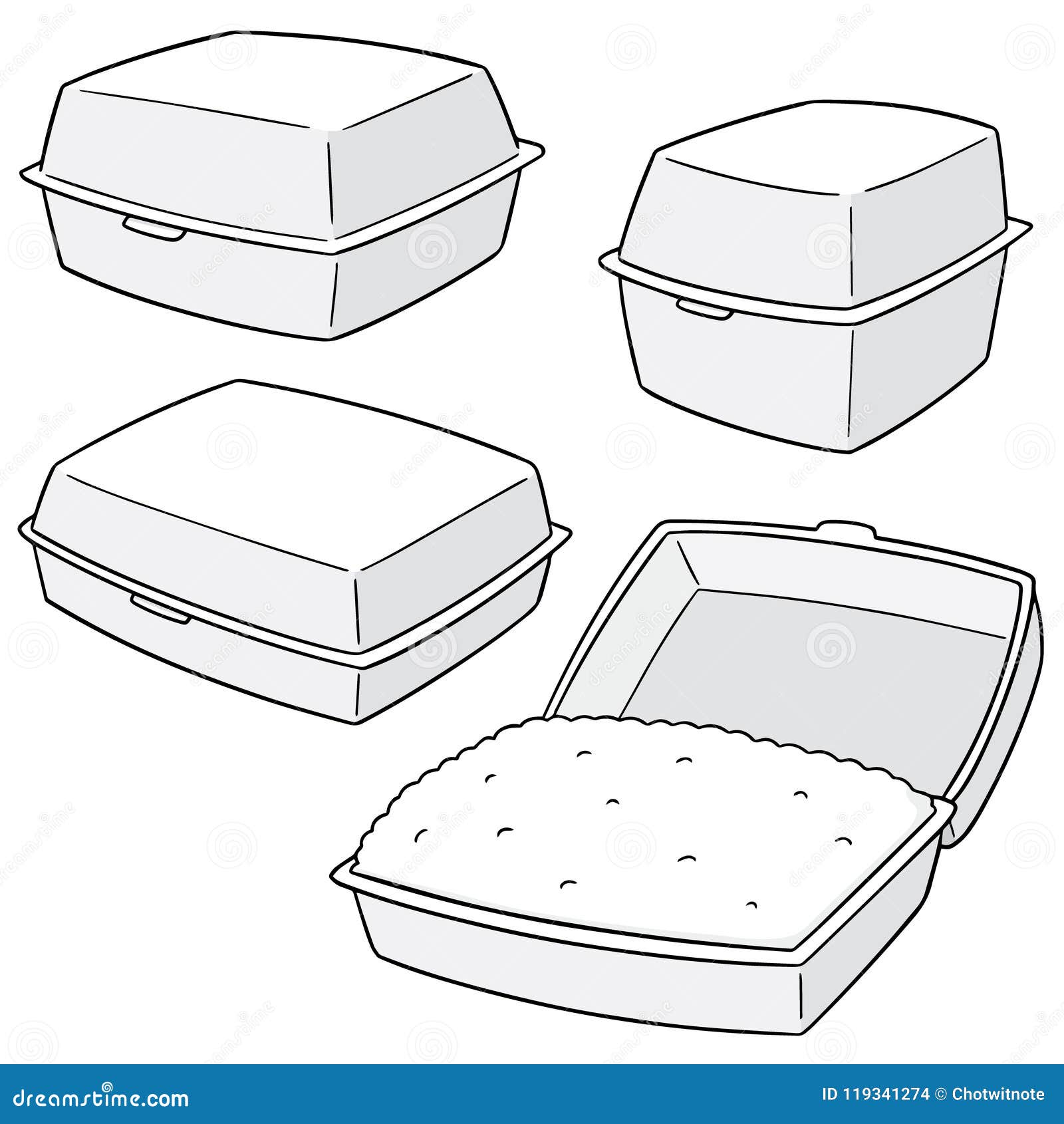 Vector set of foam box stock vector. Illustration of drawn - 119341274