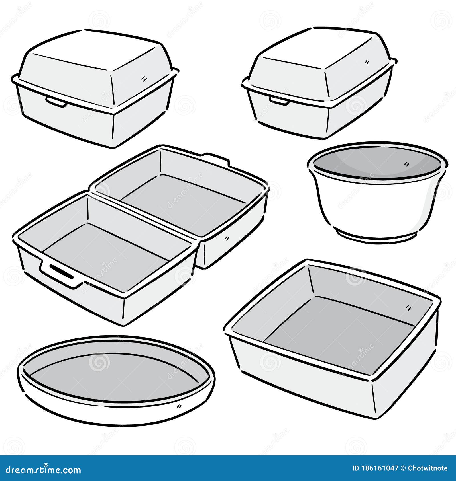 Vector Set of Foam Container Stock Vector - Illustration of foam, clip ...