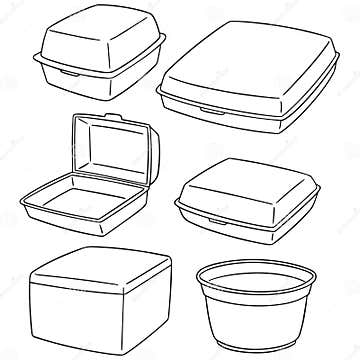 Vector Set of Foam Container Stock Vector - Illustration of drawn ...