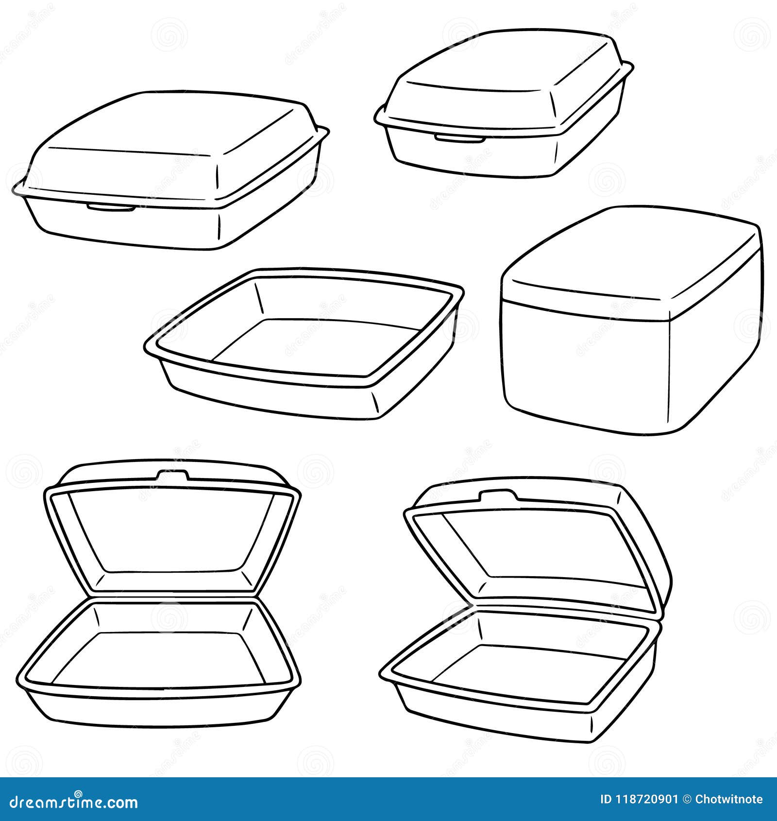 Vector Set of Foam Container Stock Vector - Illustration of delivery ...