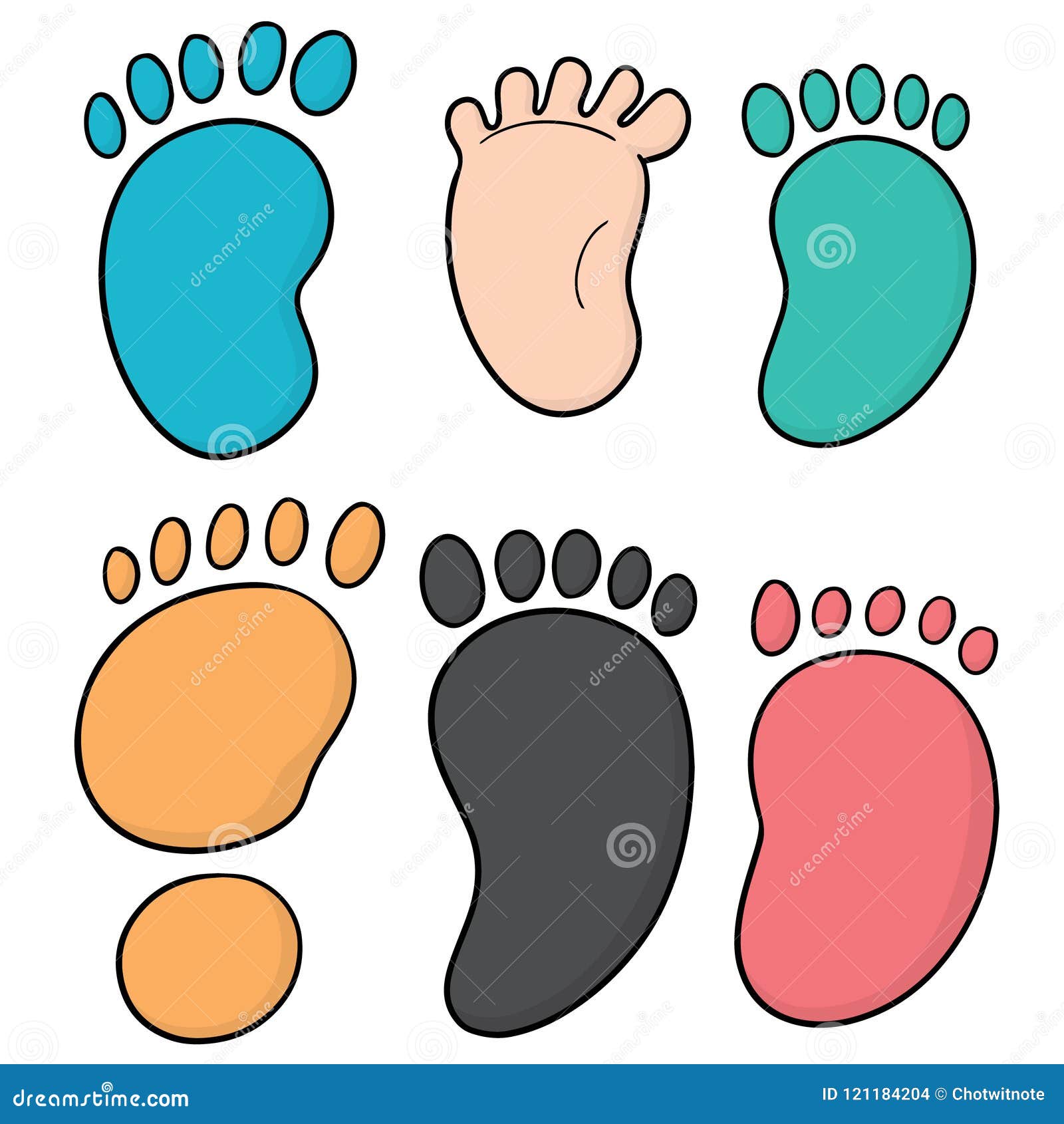 Vector set of footprints stock vector. Illustration of print - 121184204