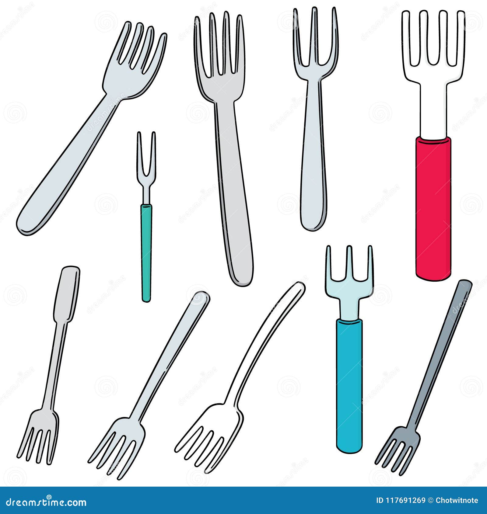 Vector set of fork stock vector. Illustration of collection - 117691269