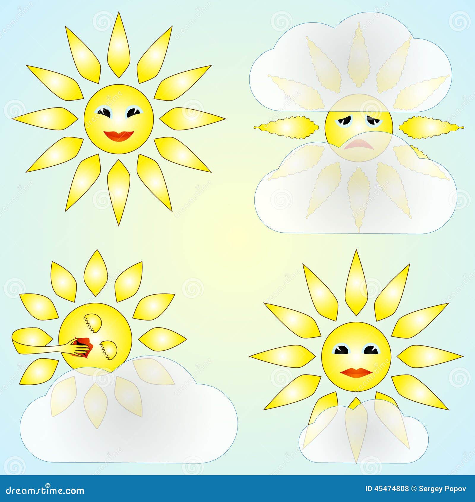 Vector Set of Four Abstract Weather Icons with Sun Stock Vector ...