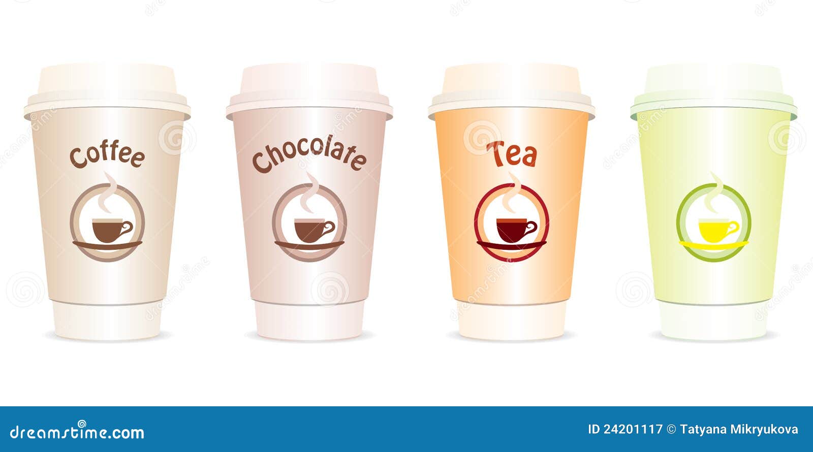 Vector Set of Four Cups To Go Stock Vector - Illustration of black ...
