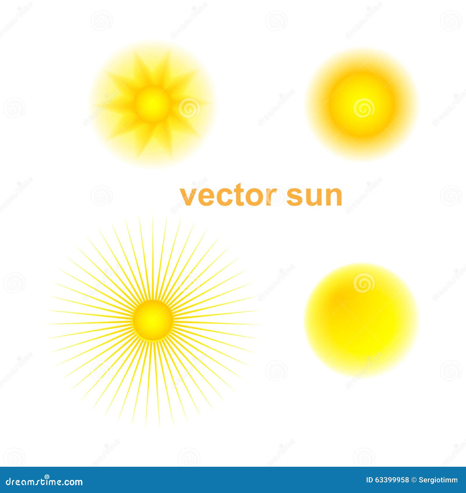 Vector Set of Four Different Suns. Stock Vector - Illustration of ...