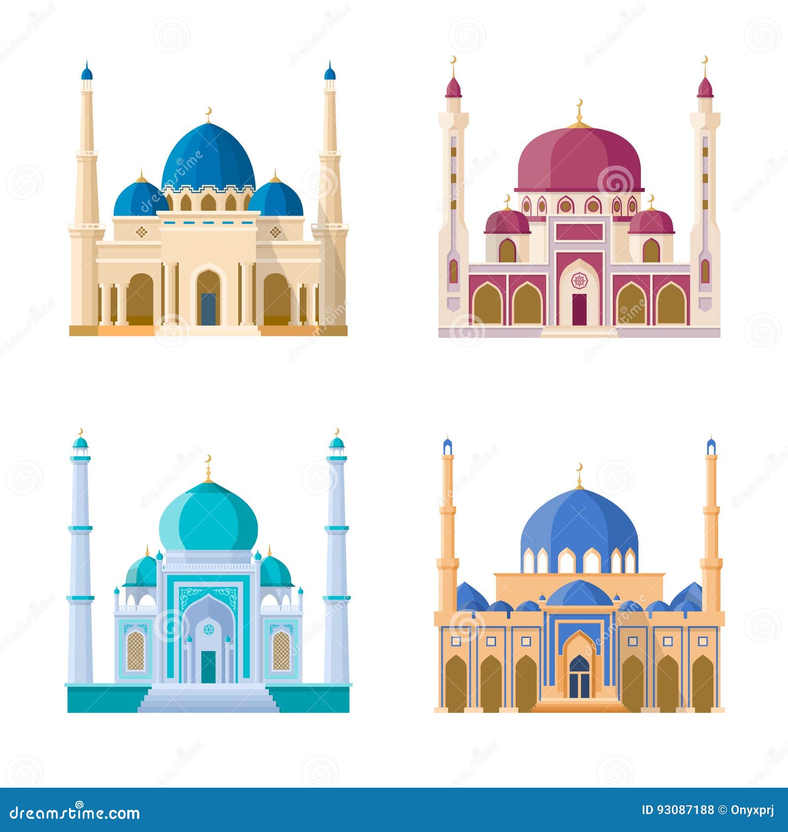 Religion Buildings. Islamic Mosque Arabic Architectural Objects ...
