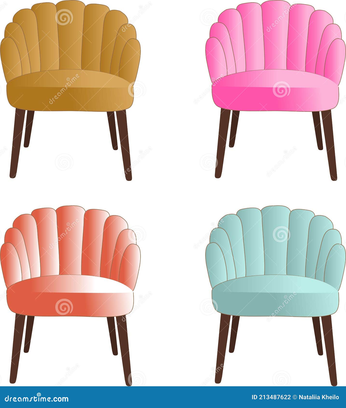 Vector Set of Four Upholstered Chairs in Bright Colors Stock Vector ...