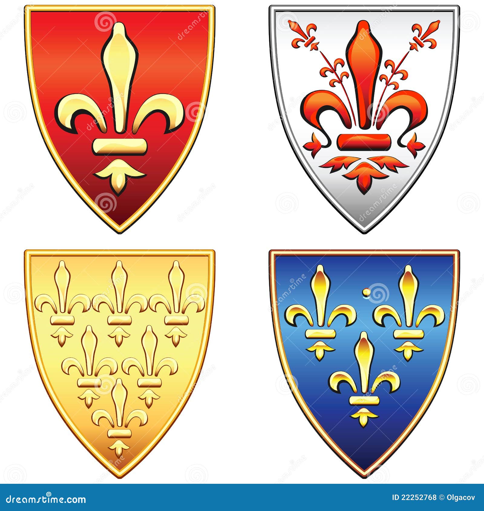 Vector Set French Shields with Arms of the Fleur Stock Vector ...