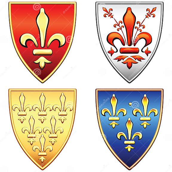 Vector Set French Shields with Arms of the Fleur Stock Vector ...