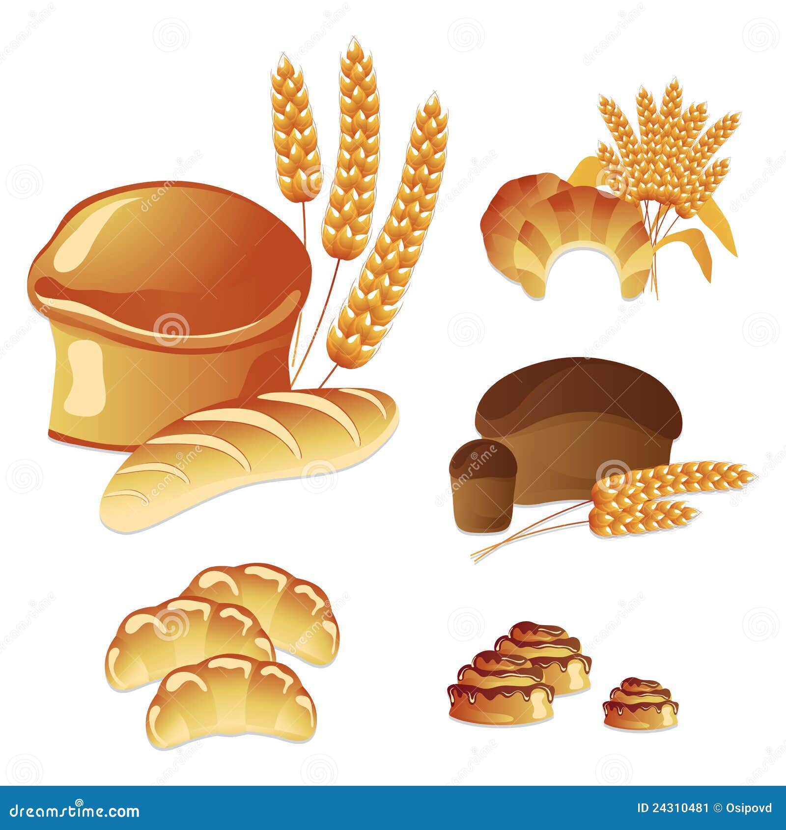 Vector Set, Fresh Bread and Pastries Stock Vector - Illustration of ...