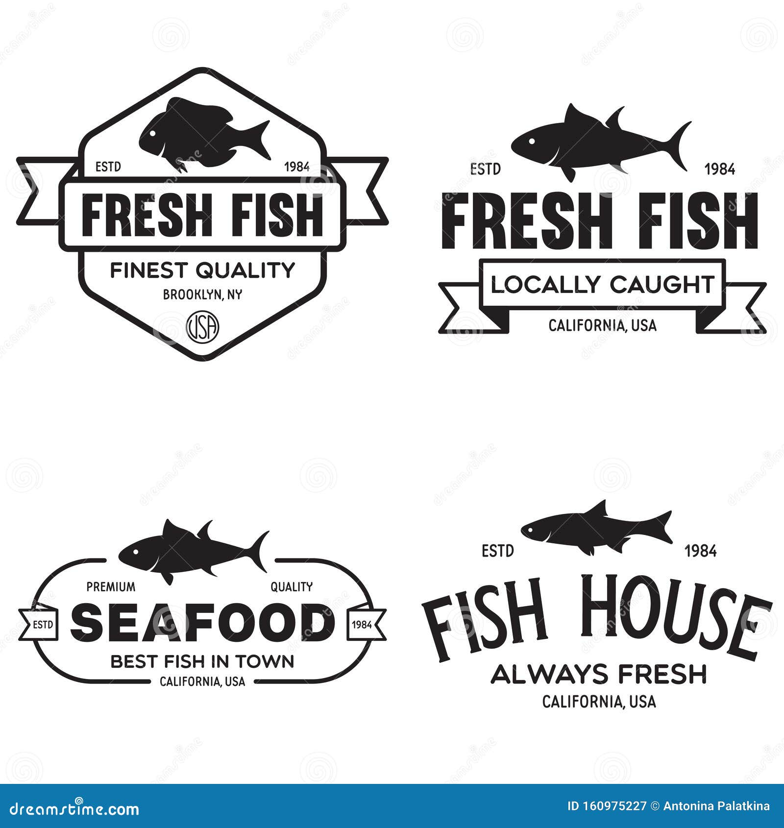 Vector Set of Fresh Fish Labels, Logo, Badges and Design Elements ...