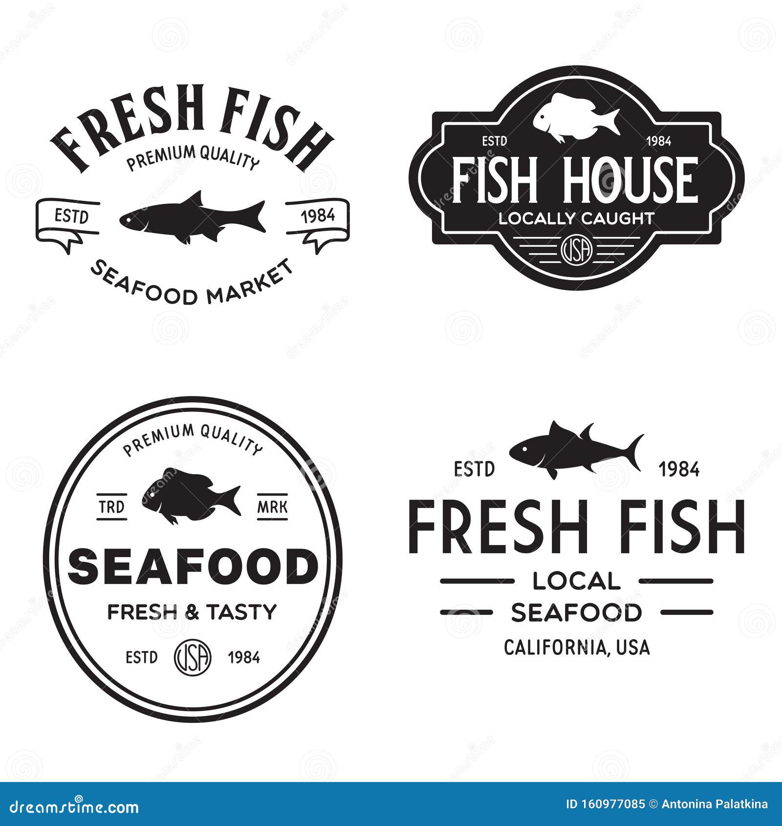 Vector Set Of Fresh Fish Labels, Logo, Badges And Design Elements ...