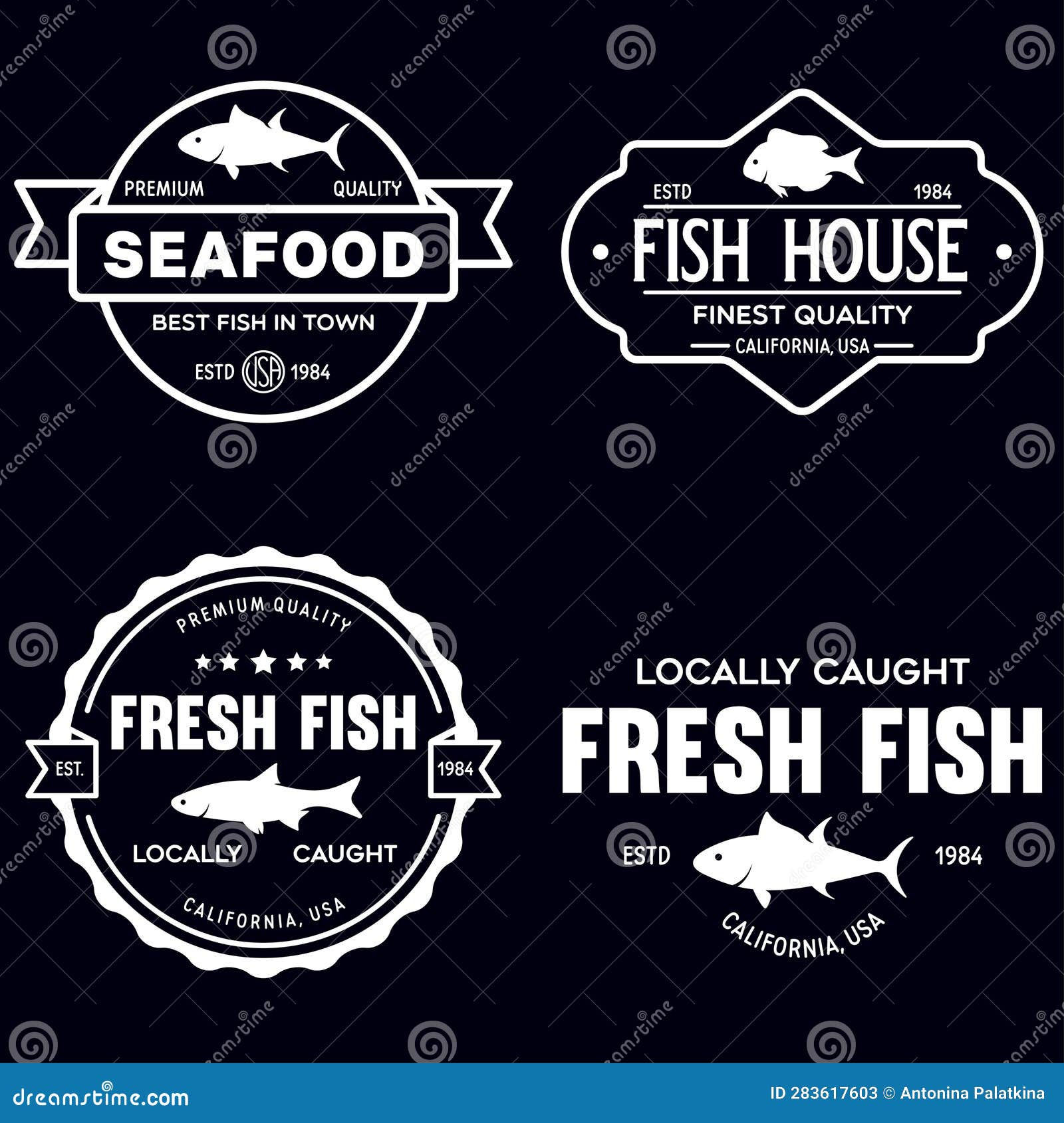 Fish Labels Set. Abstract Vector Packaging Design Layouts Collection ...