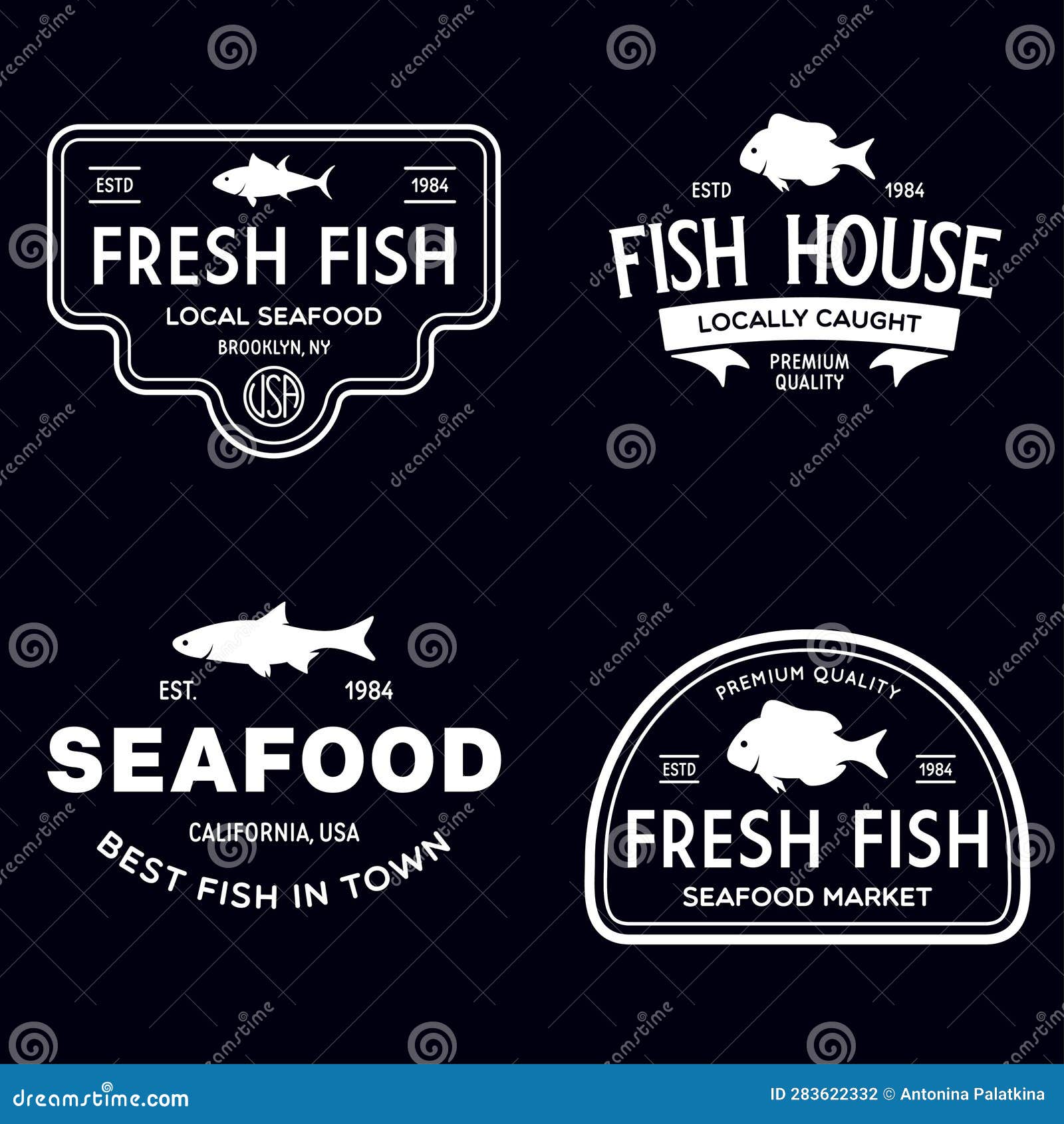 Fish Labels Set. Abstract Vector Packaging Design Layouts Collection ...