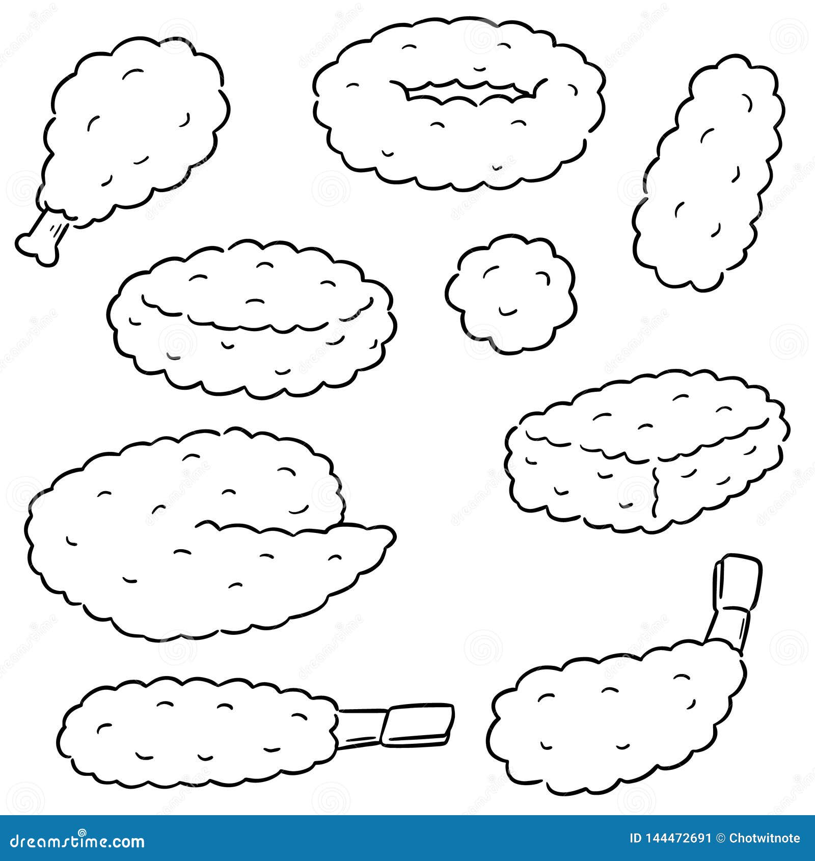 Vector set of fried food stock vector. Illustration of hand - 144472691