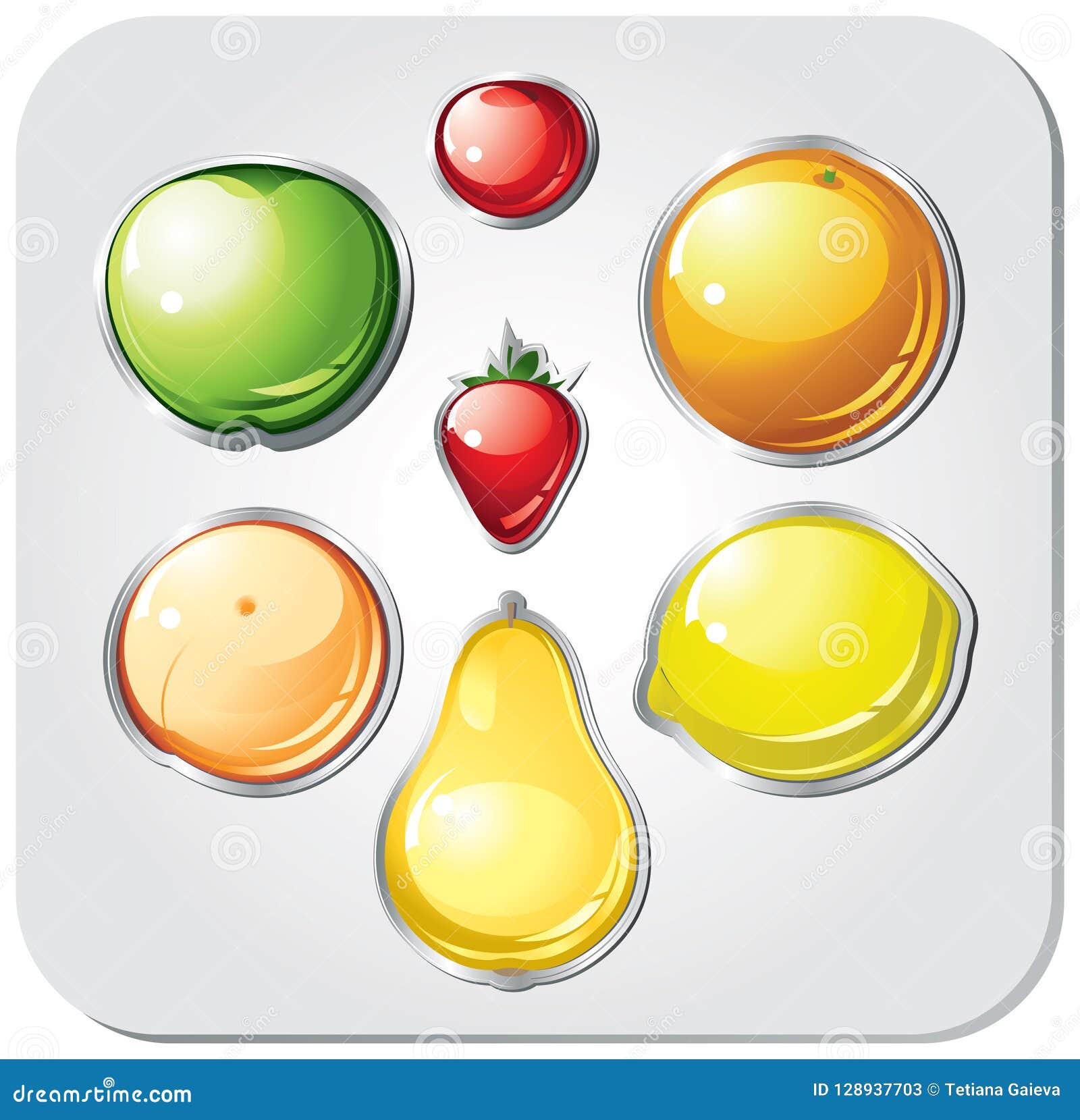 Vector Set of Fruit Buttons. Stock Vector - Illustration of green ...
