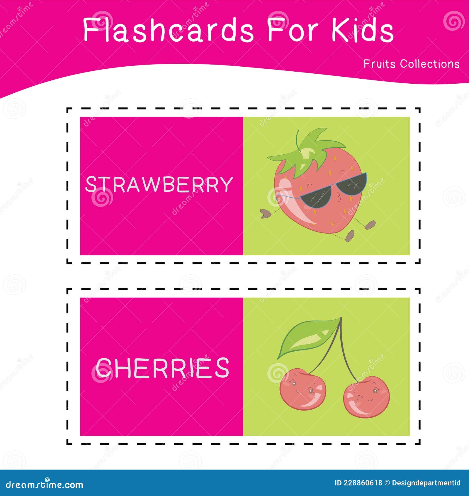 Vector Set of Fruit Collections Flashcard Stock Vector - Illustration ...