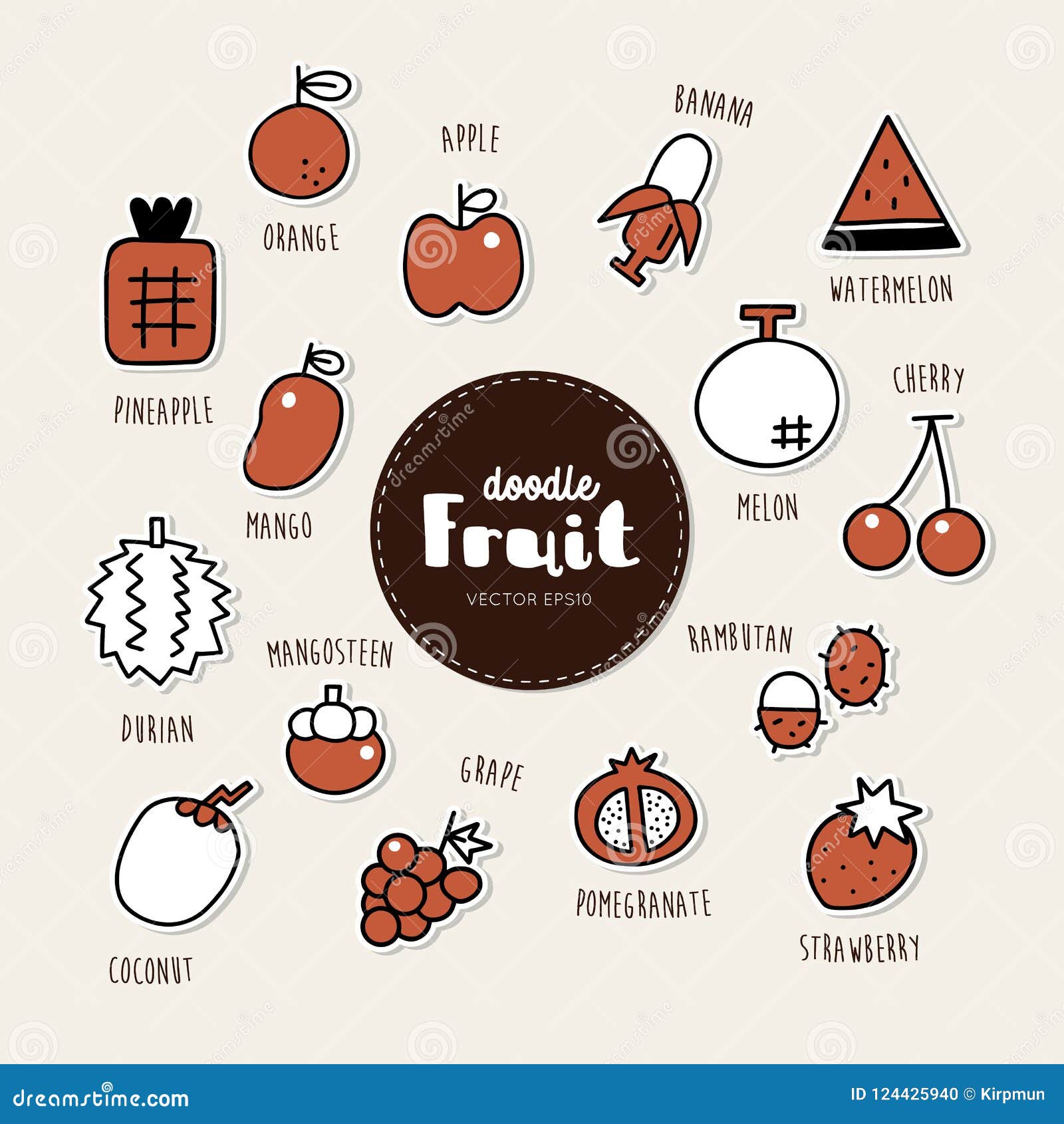 Vector Set of Fruit Icons. Doodle Stock Vector - Illustration of fruit ...