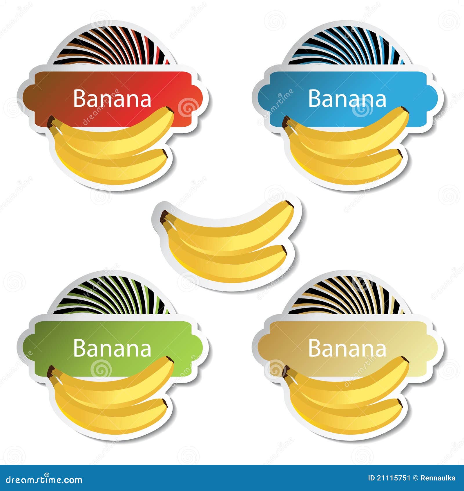 Vector Set of Fruit Stickers - Banana Stock Vector - Illustration of ...