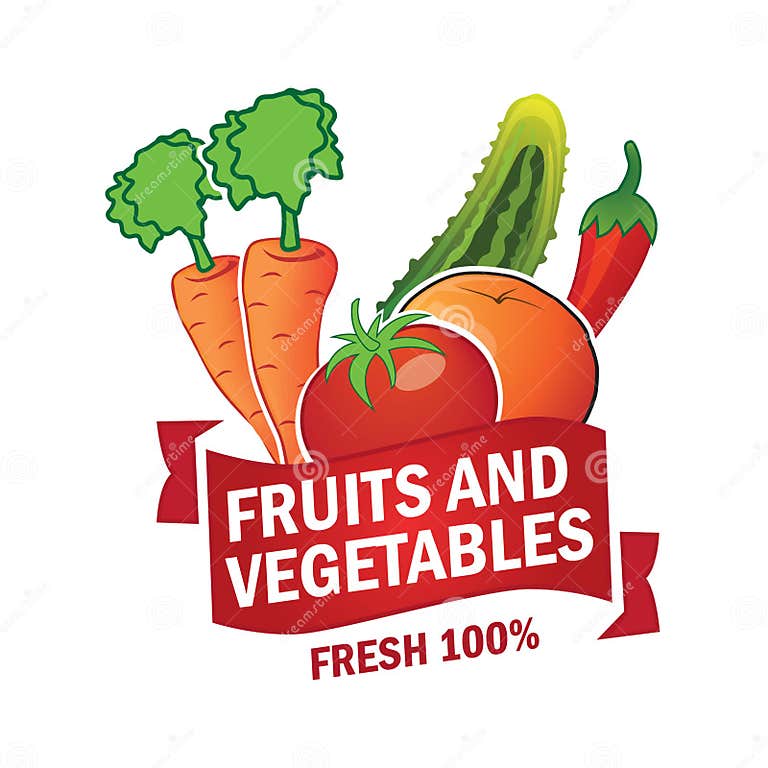 Vector Set of Fruit and Vegetable Logos Stock Vector - Illustration of ...
