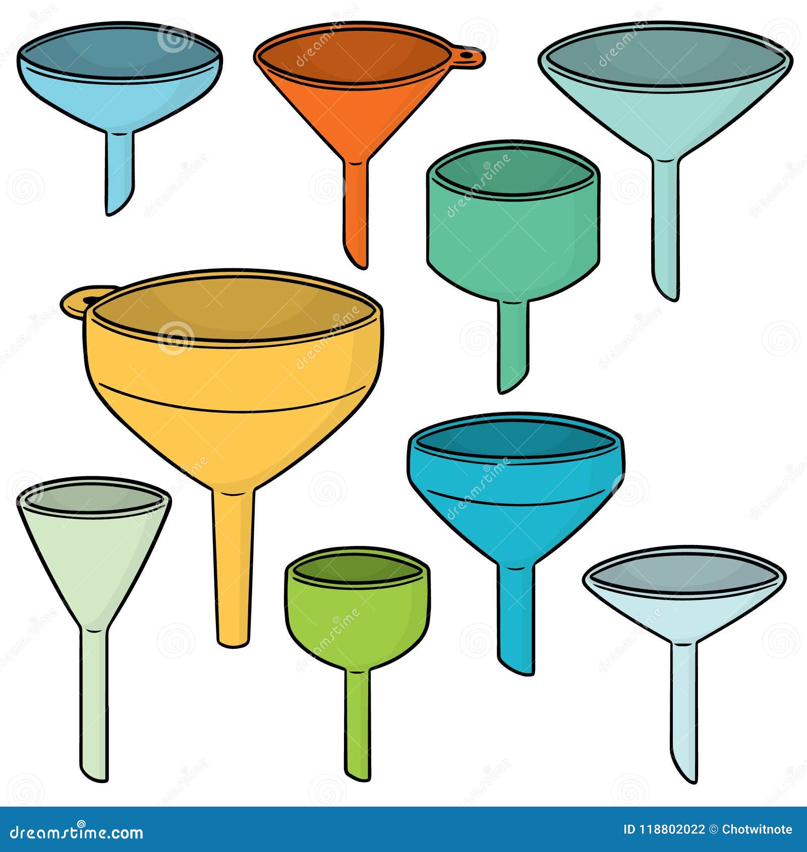 Vector set of funnels stock vector. Illustration of experiment - 118802022
