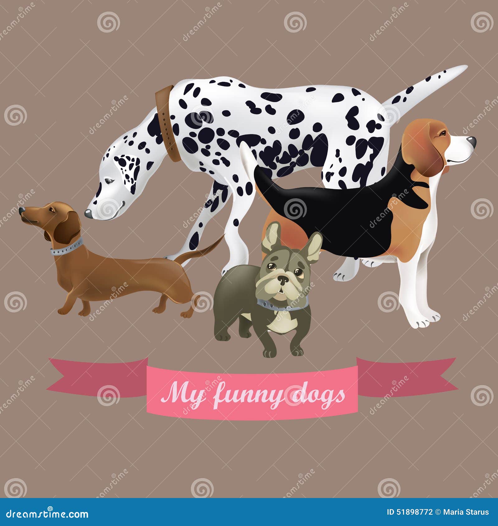 Vector Set of Funny Cartoon Dogs Stock Vector - Illustration of comic ...