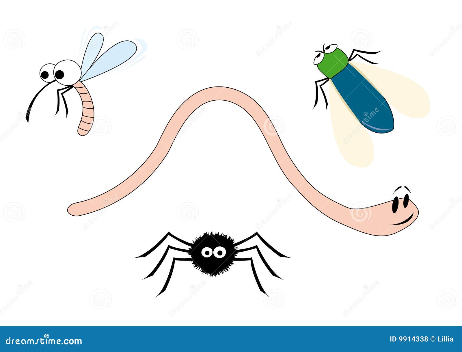 Vector Set with Funny Cartoon Insects Stock Vector - Illustration of ...