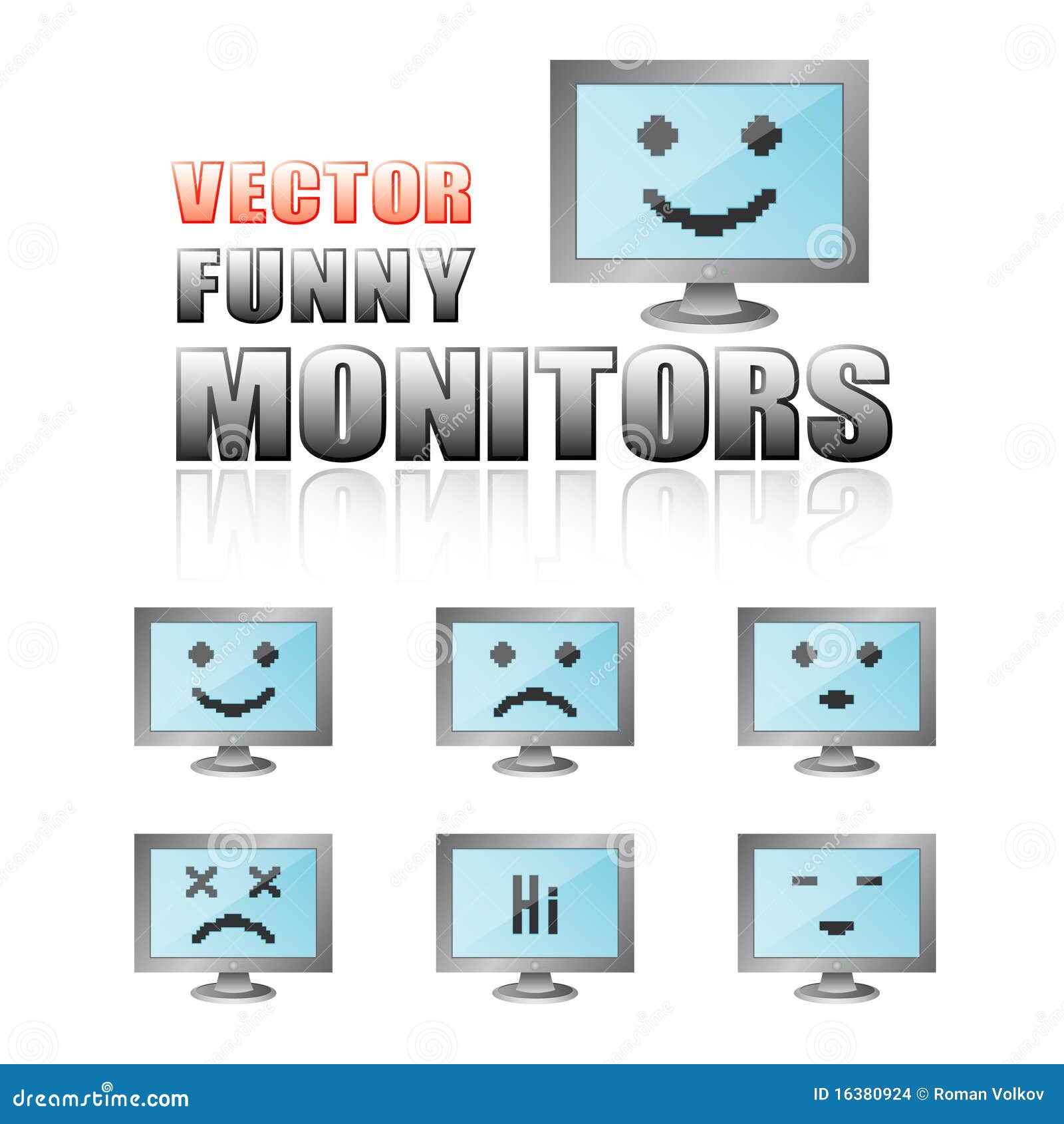 Vector Set of Funny Cartoon Monitors Stock Vector - Illustration of ...