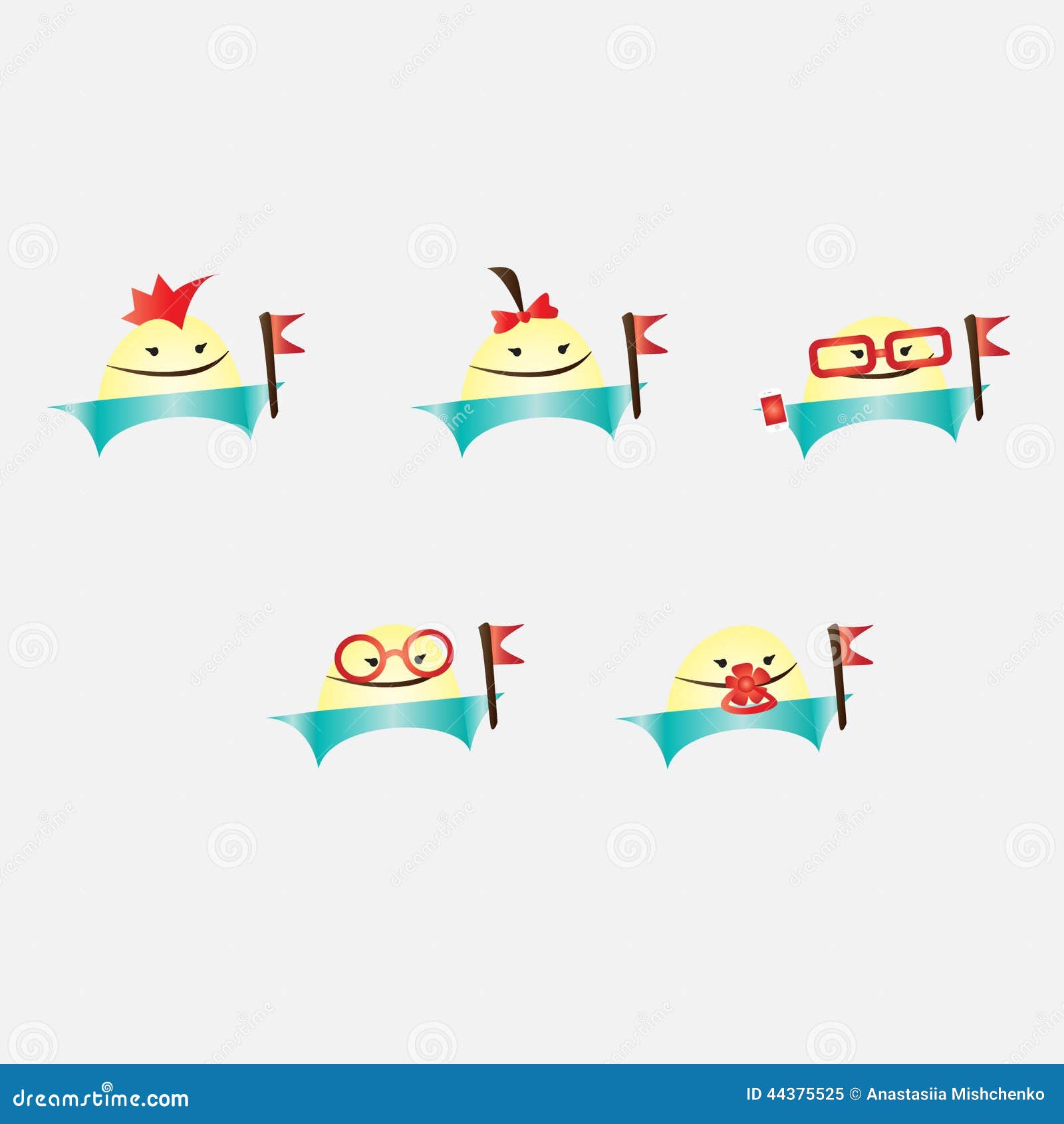 Vector Set of Funny Characters Stock Vector - Illustration of little ...