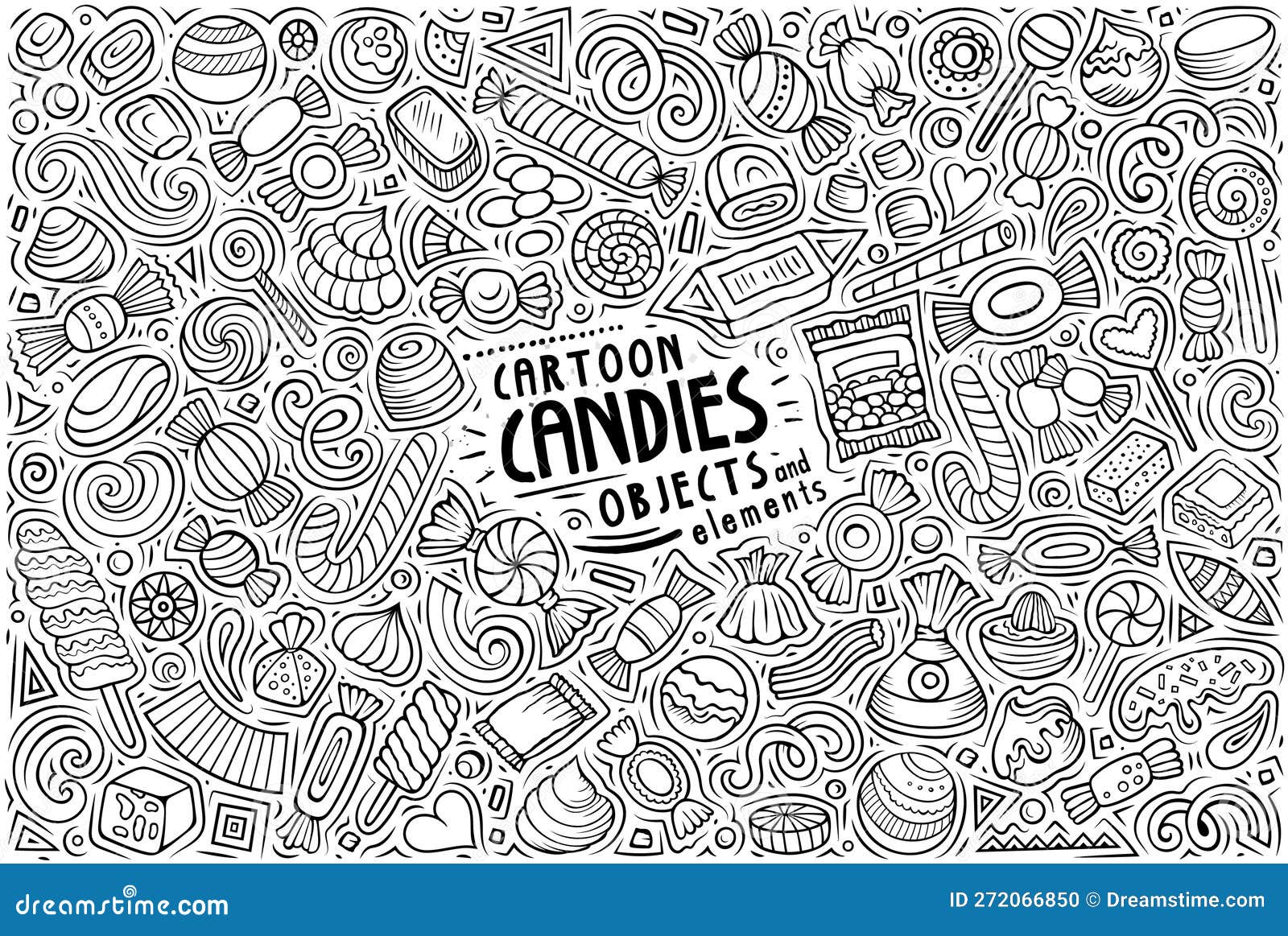 Vector Set of Funny Doodle Cartoon Candies Stock Vector - Illustration ...