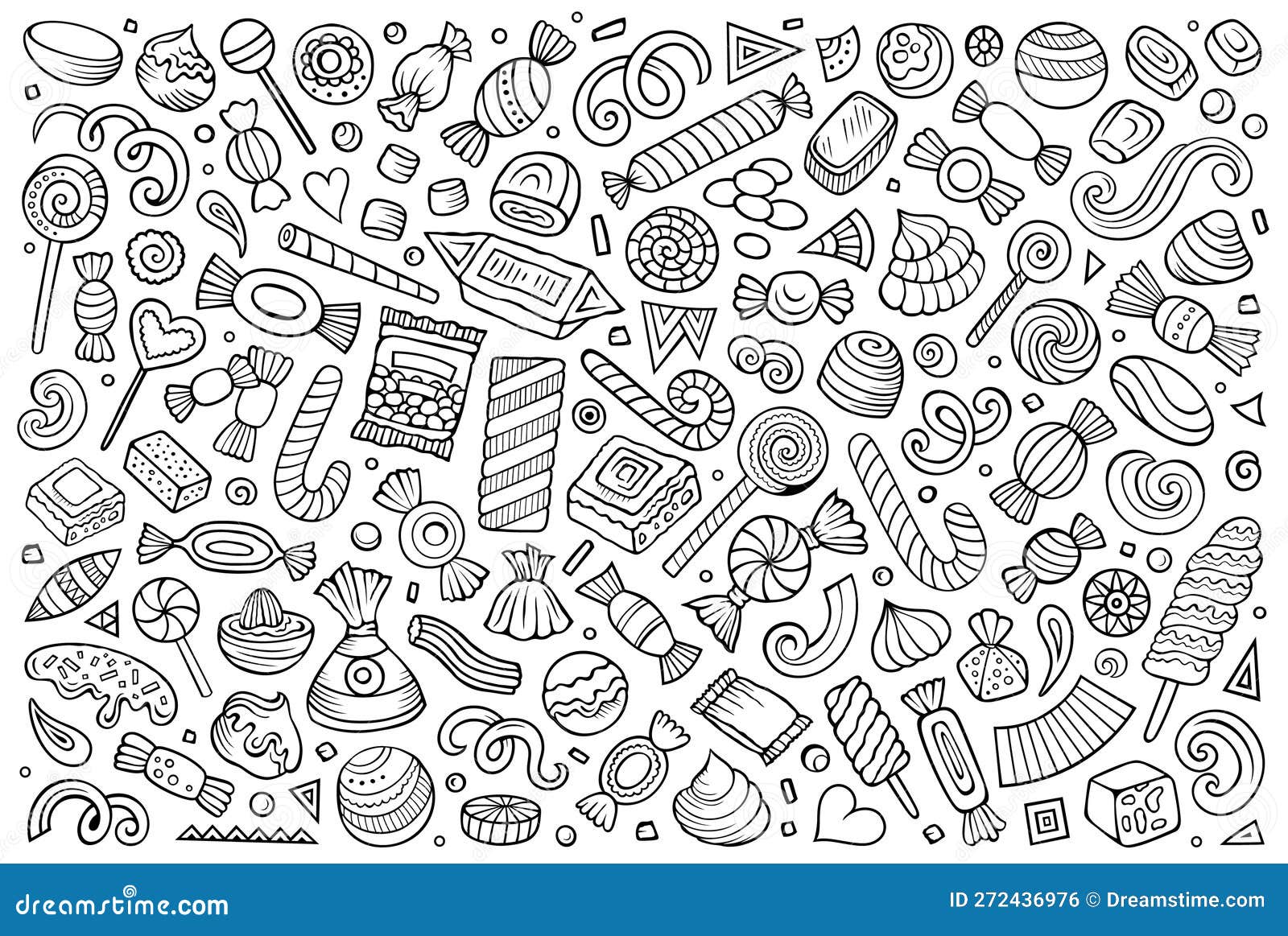 Vector Set of Funny Doodle Cartoon Candies Stock Vector - Illustration ...